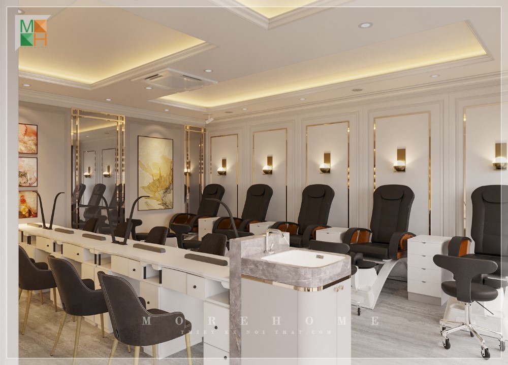 Thiết kế nội thất tiệm nail, shop nail đẹp, cao cấp Charm